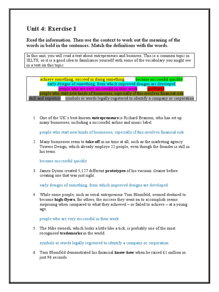 Unit 4 - Reading | PDF | Entrepreneurship | International English ...