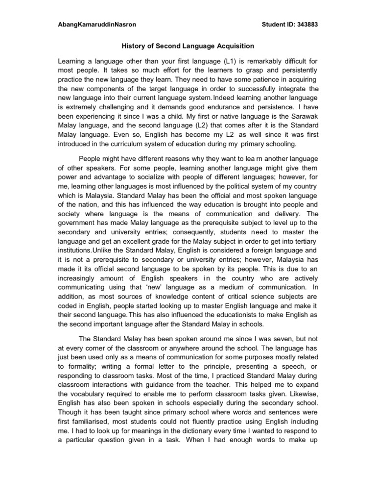History of Second Language Acquisition | PDF | Reading Comprehension ...