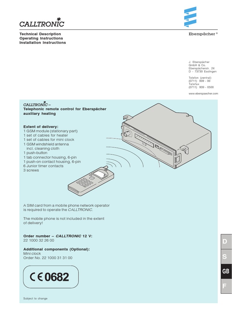 Technical Description Operating Instructions Installation Instructions ...