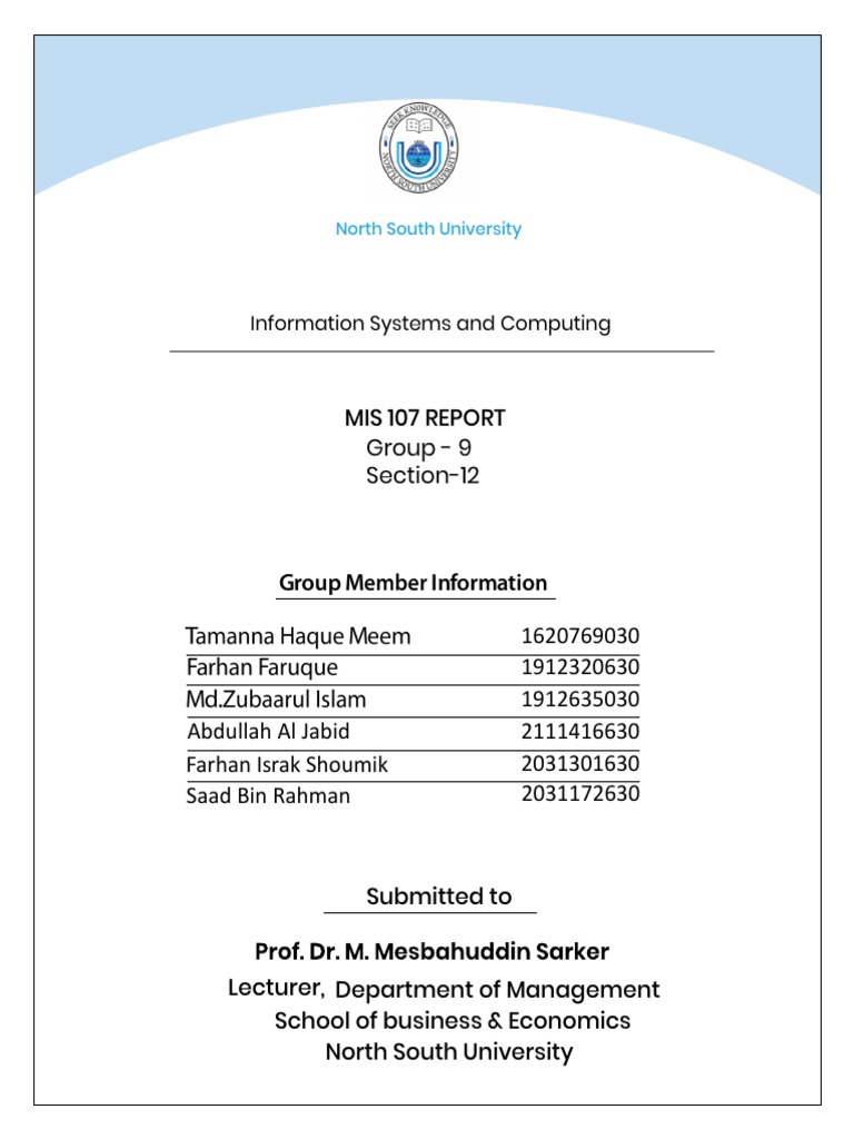 MIS 107 Report Group 9 | PDF | Health Sciences | Medicine