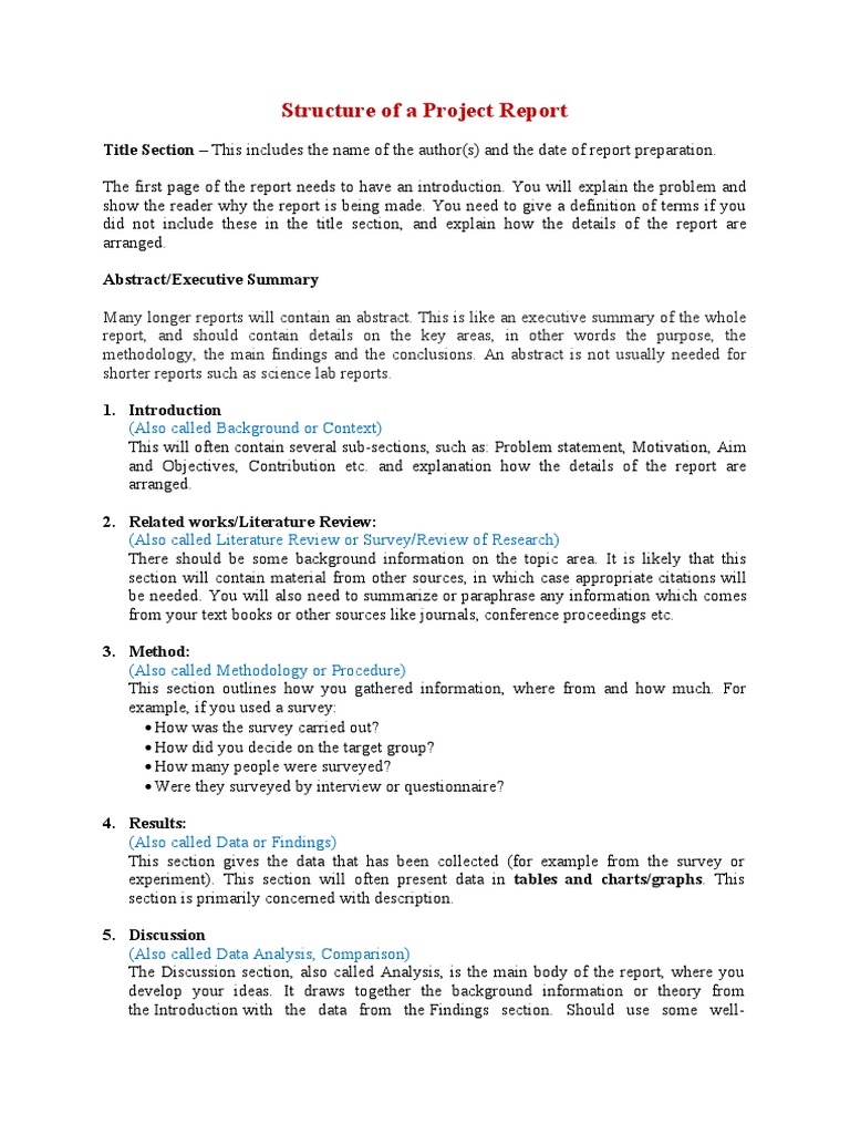 Structure of A Project Report | PDF | Abstract (Summary) | Methodology