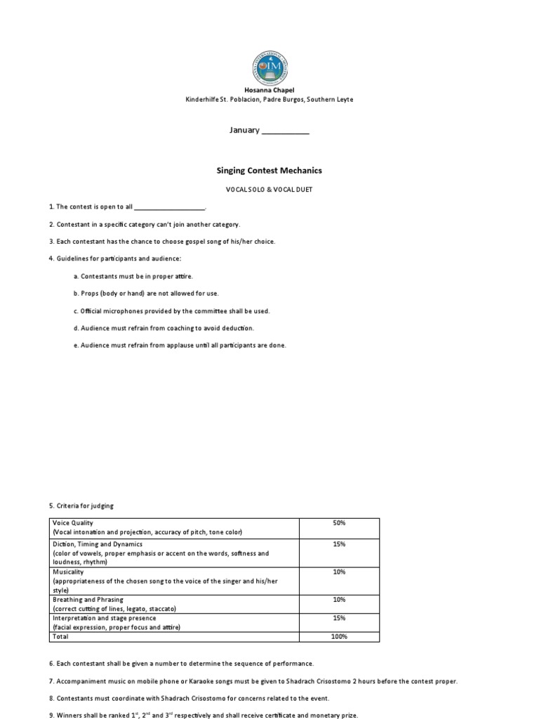 Singing Contest Mechanics | PDF | Singing | Performing Arts