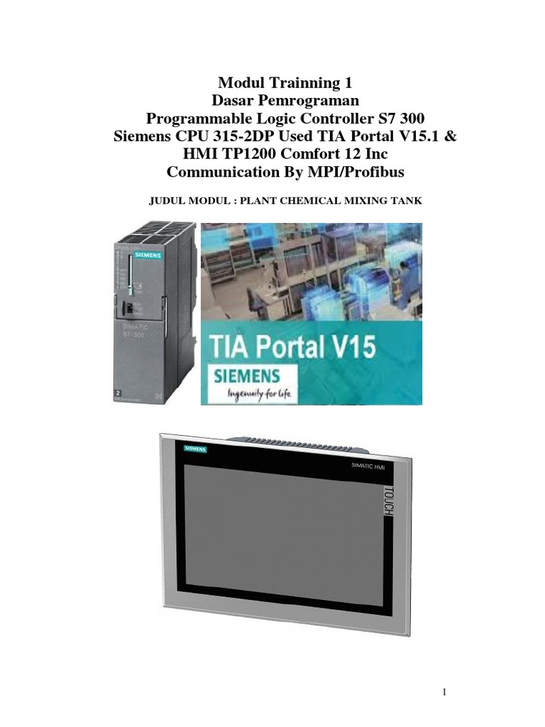 Trainning Modul Plant Mixing Tank PLC s7 300 Cpu 315 2dp - Tia - v15.1 Rev0 | PDF