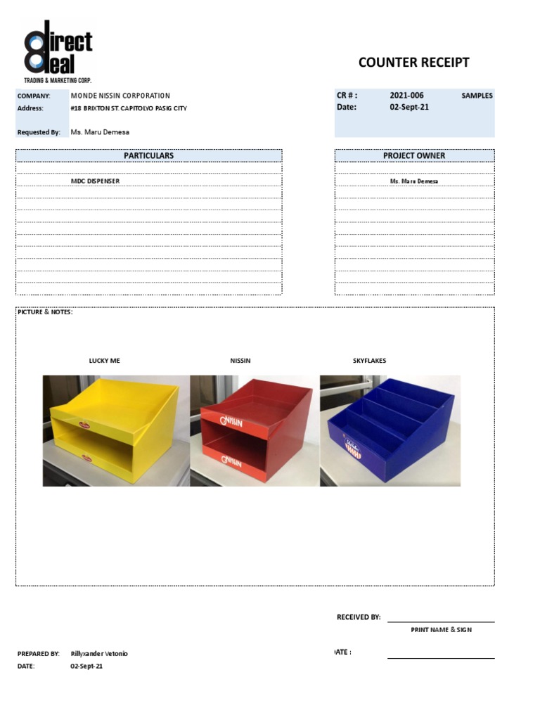 Counter Receipts | PDF