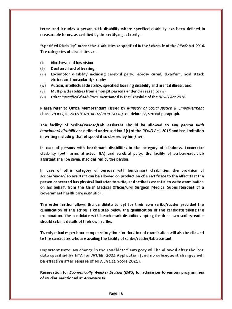 Benchmark Disability As Defined Under Section 2 (R) of The RPWD Act ...