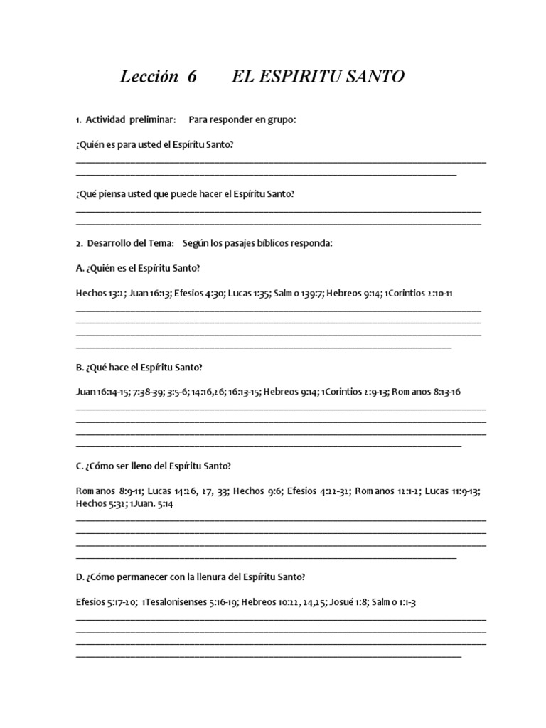 Lección 6 EL ESPIRITU SANTO | PDF