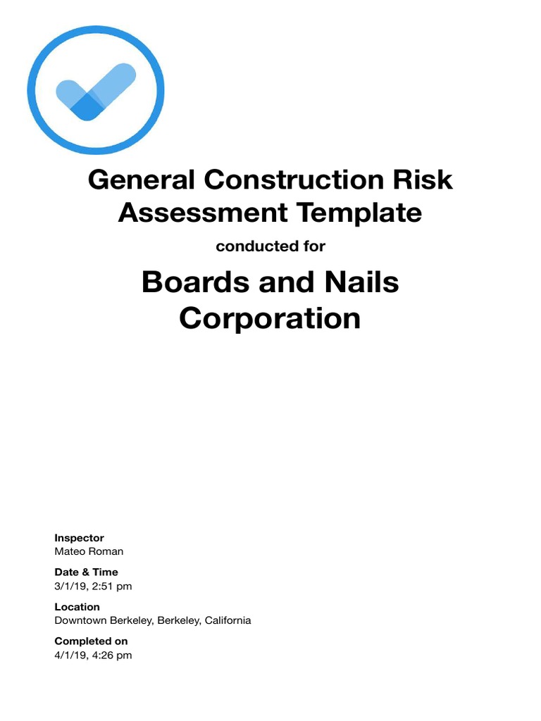 Construction Risk Assessment Sample Report | PDF | Risk | Working ...