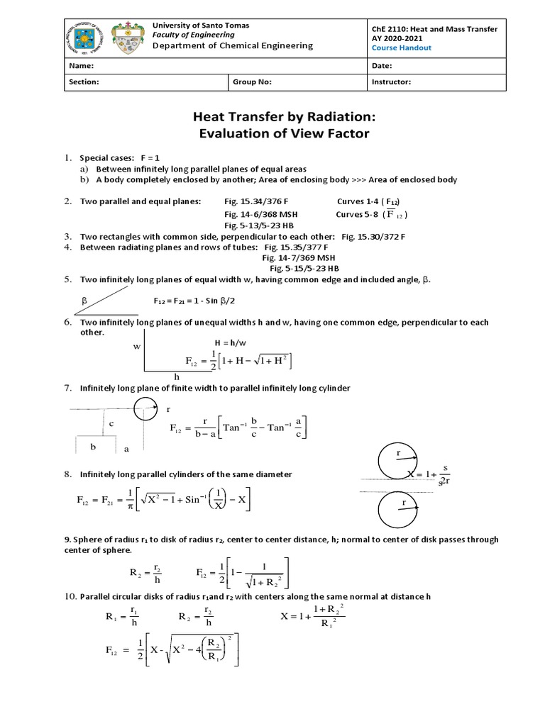 04 - View Factor Handout | PDF | Geometry | Euclidean Geometry