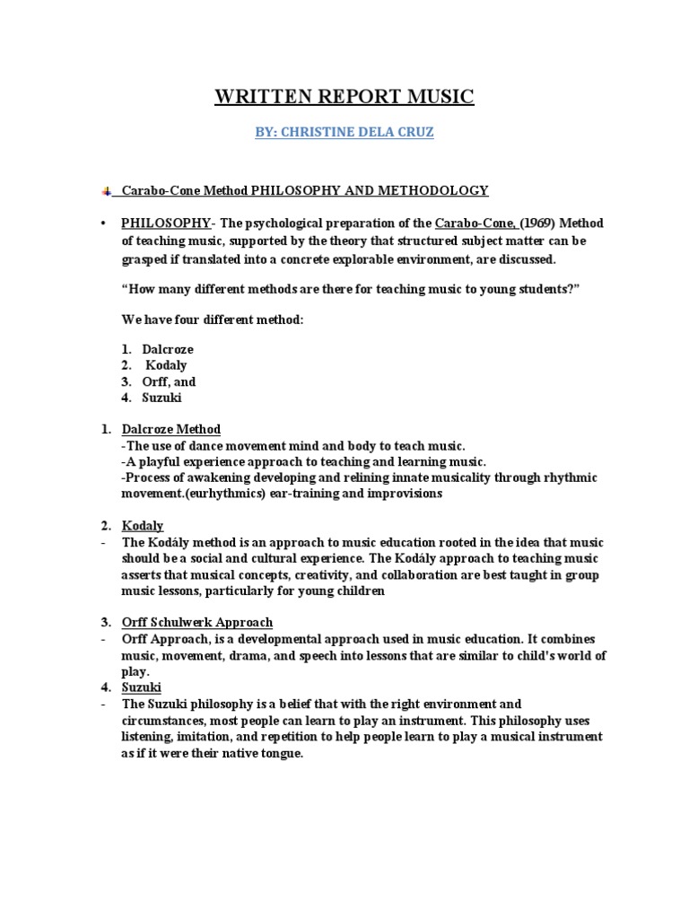 Written Report Music: By: Christine Dela Cruz | PDF | Music Education ...
