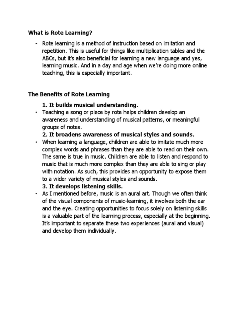 What Is Rote Learning | PDF | Learning | Rhythm