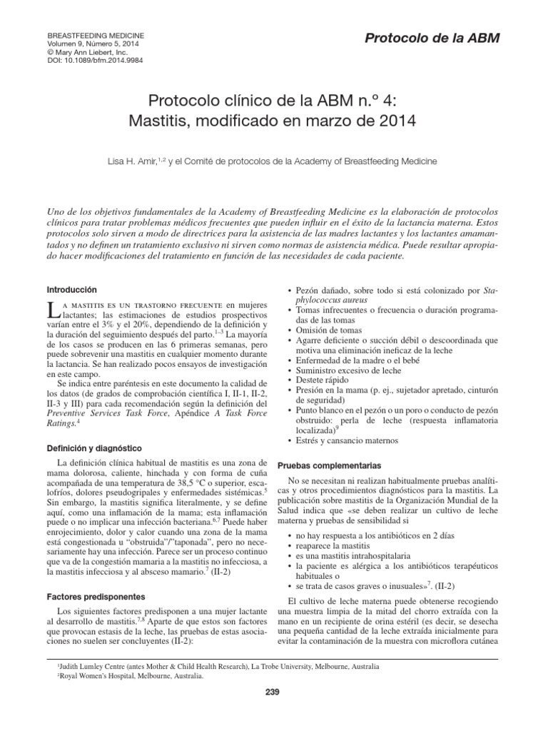 4 Mastitis Protocol Spanish | PDF | Pecho | Penicilina