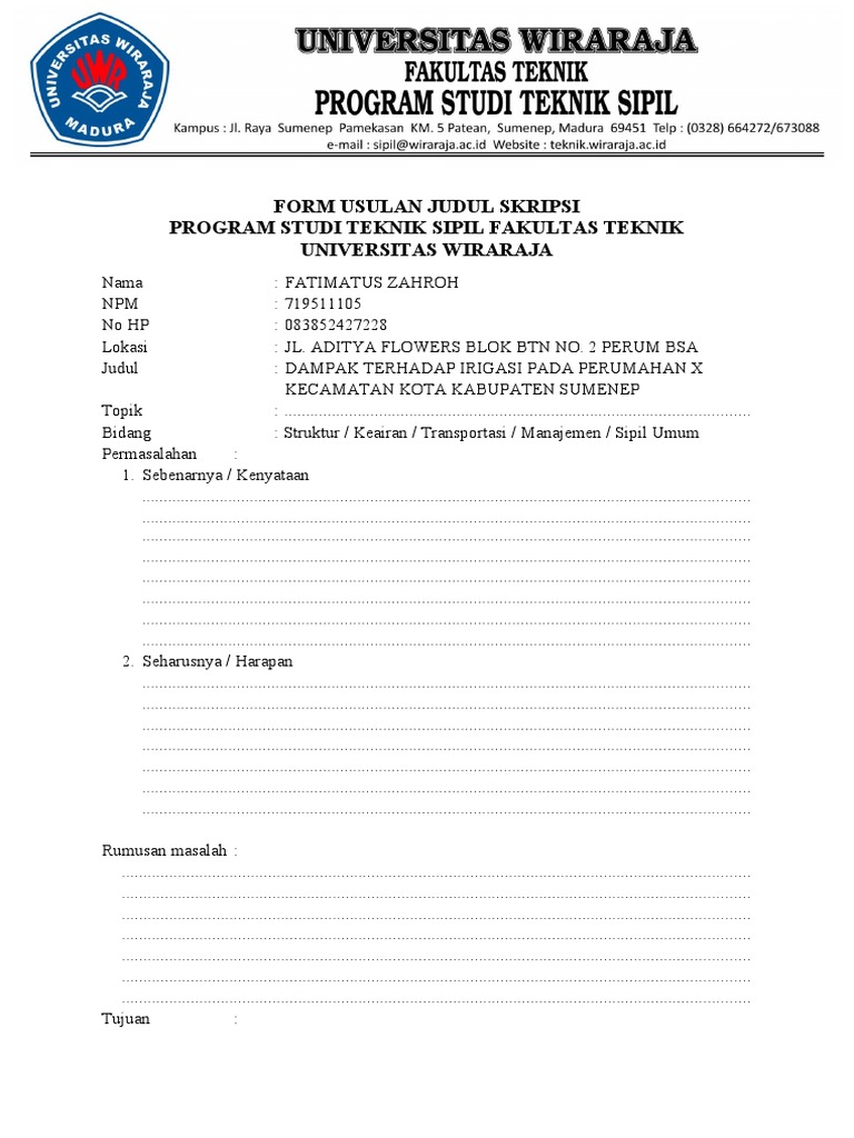 Form Usulan Judul Skripsi | PDF