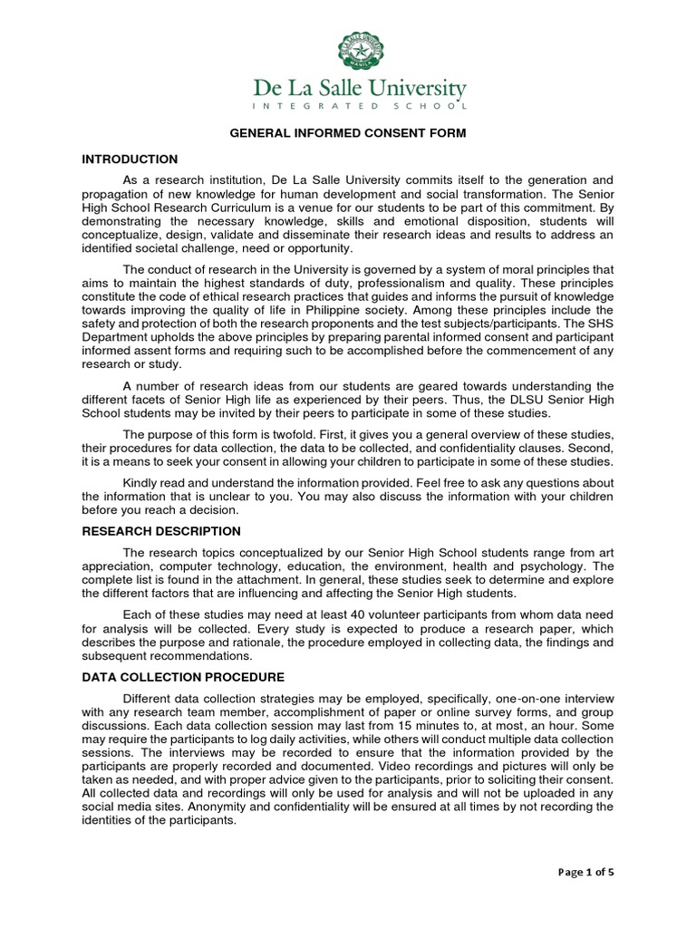 General Informed Consent Form | PDF | Informed Consent | Consent