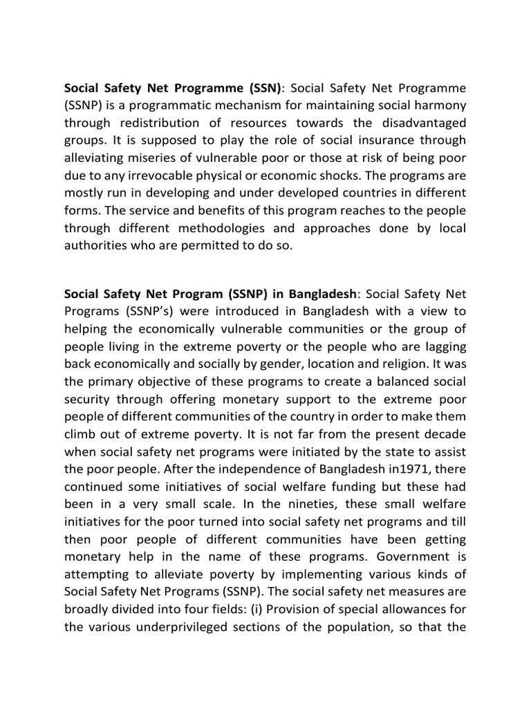 Social Safety Net | PDF | Welfare | Poverty