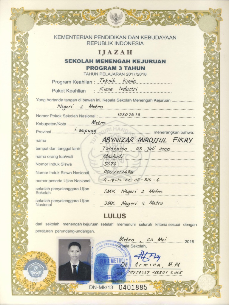 Ijazah SMK | PDF