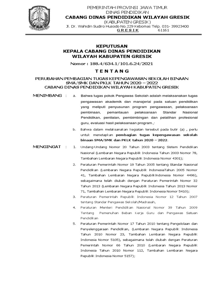 SK Pengawas Sekolah SMA Dan SMK Per Agustus Tahun 2021 Final | PDF