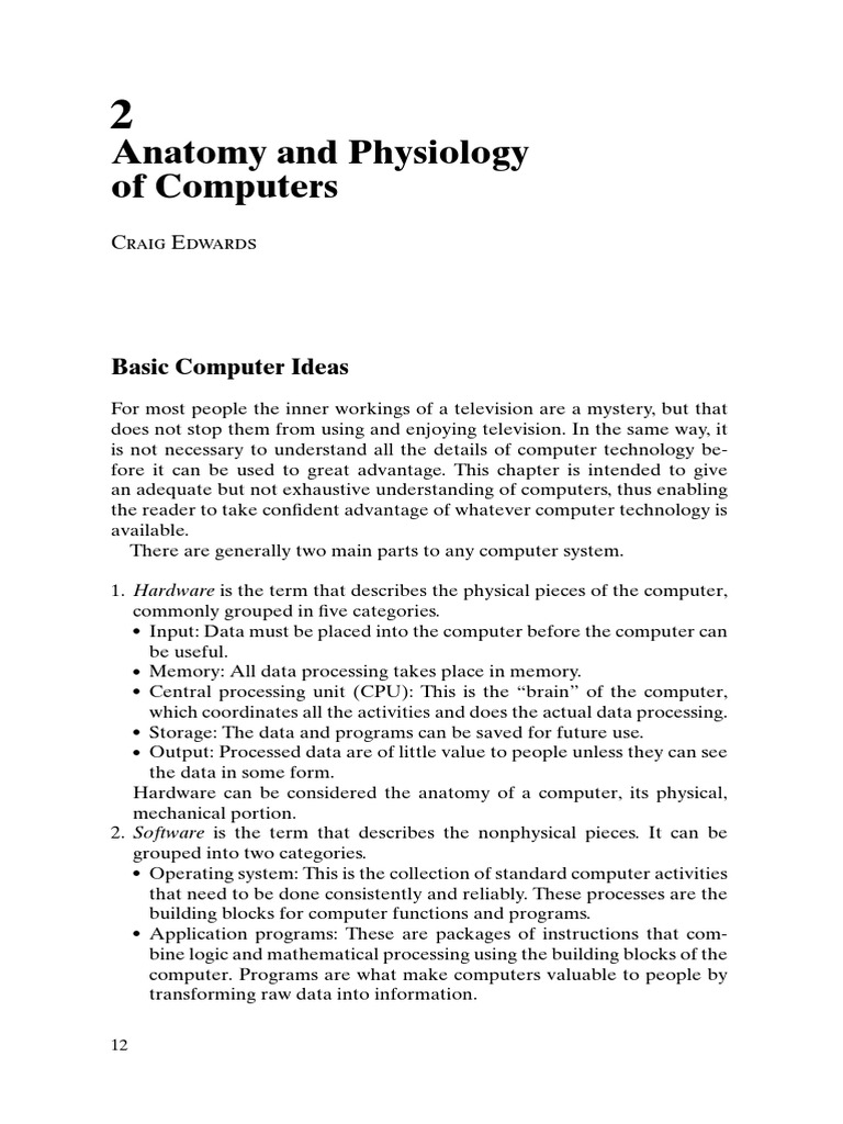 Anatomy and Physiology of Computers: Basic Computer Ideas | PDF ...