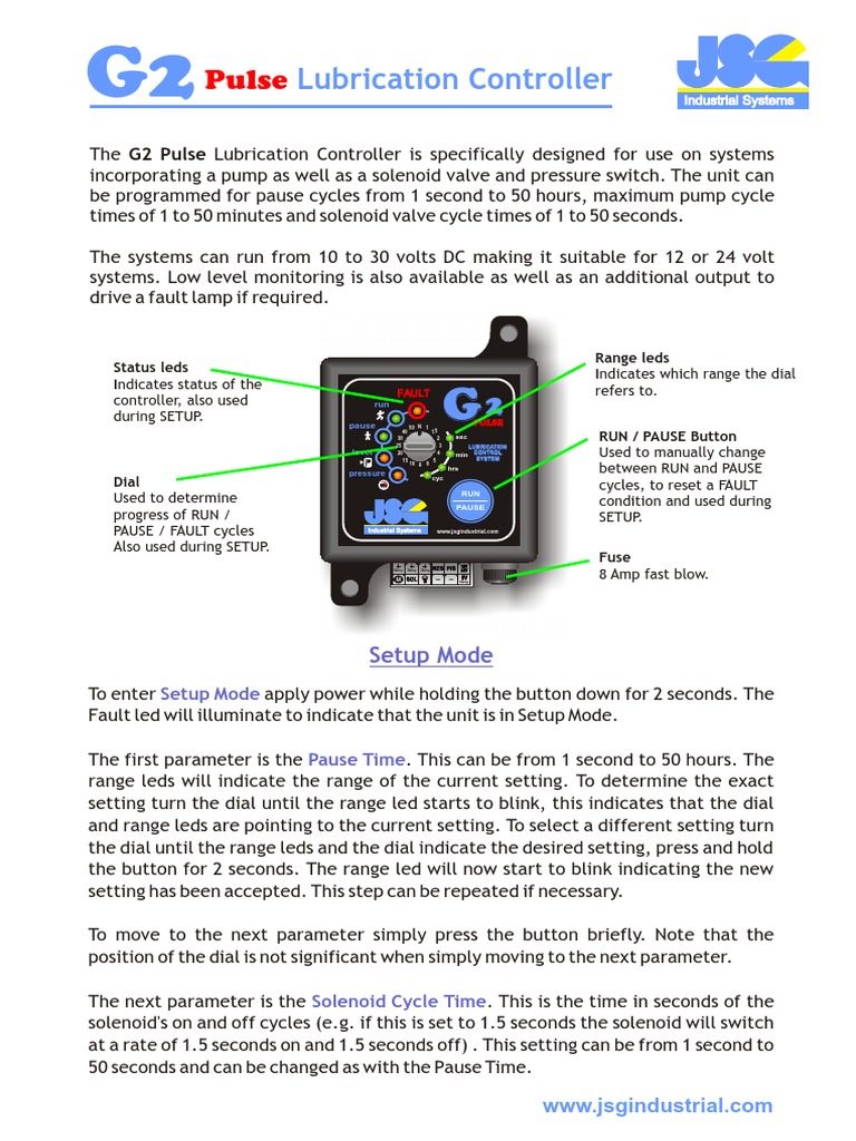 Programming and Operation of the G2 Pulse Lubrication Controller | PDF ...