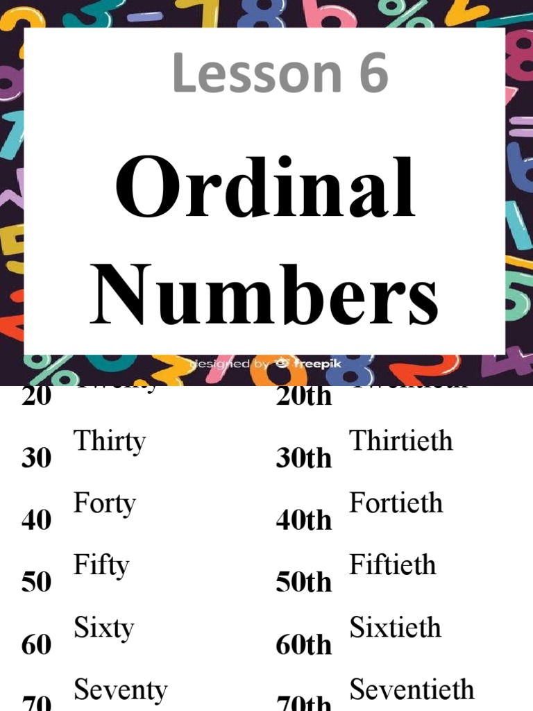 Lesson 6 Ordinal Numbers | PDF
