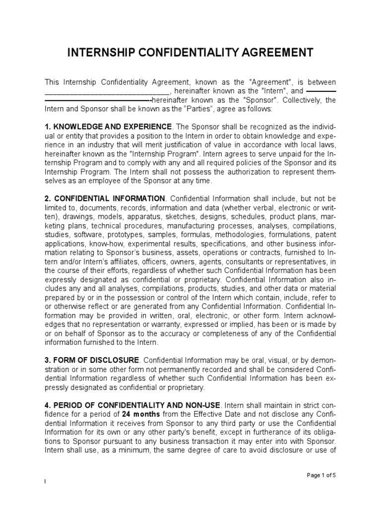Intern Confidentiality Agreement | PDF | Legal Remedy | Indemnity