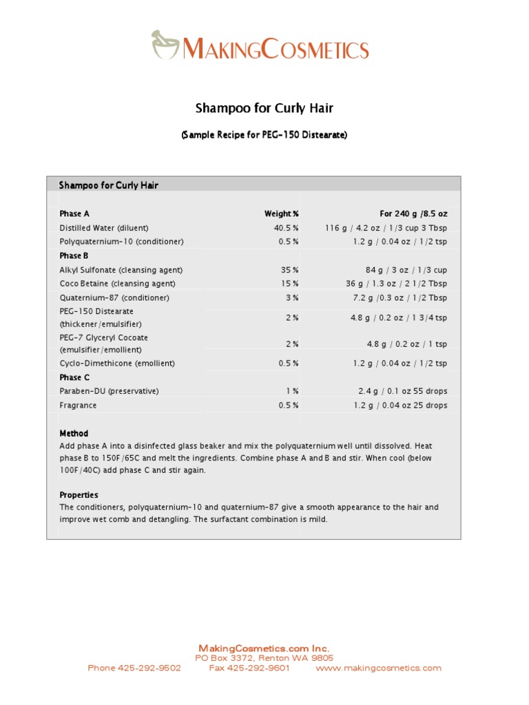 PEG-150 Distearate in Curly Hair Shampoo | PDF