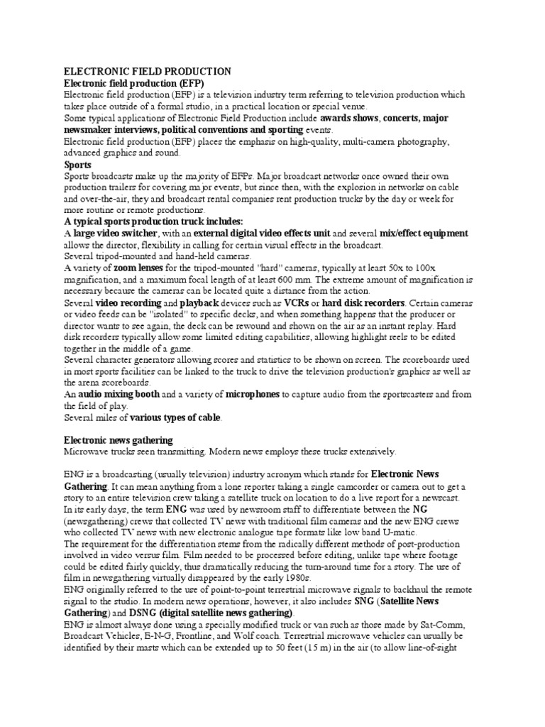 EFP Sports Broadcasts | PDF | Film And Video Technology | Display ...