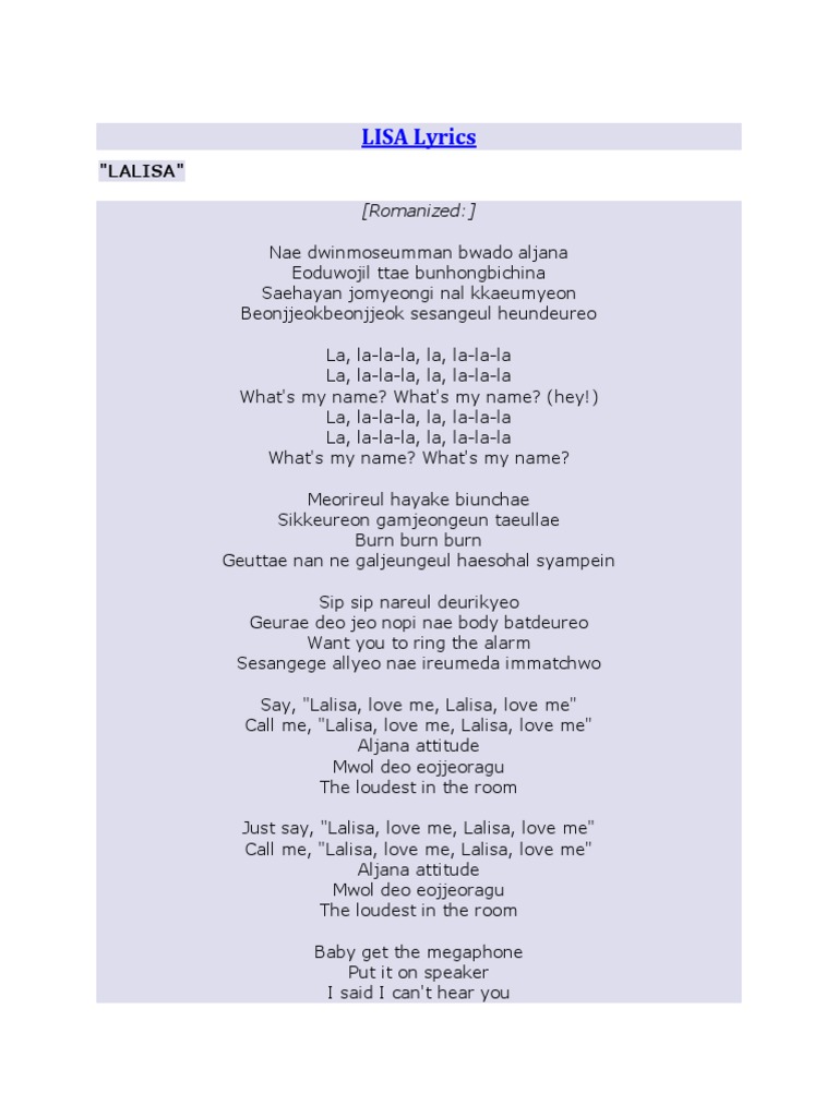 LISA Lyrics | PDF