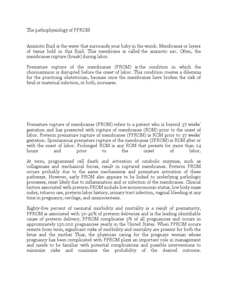The Pathophysiology of PPROM | PDF | Preterm Birth | Childbirth