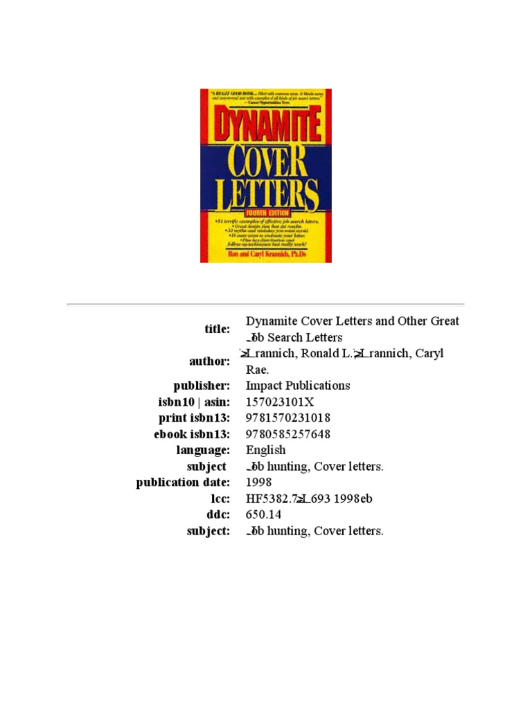 Dynamite Cover Letters and Other Great Job Search | PDF | Résumé | Job ...
