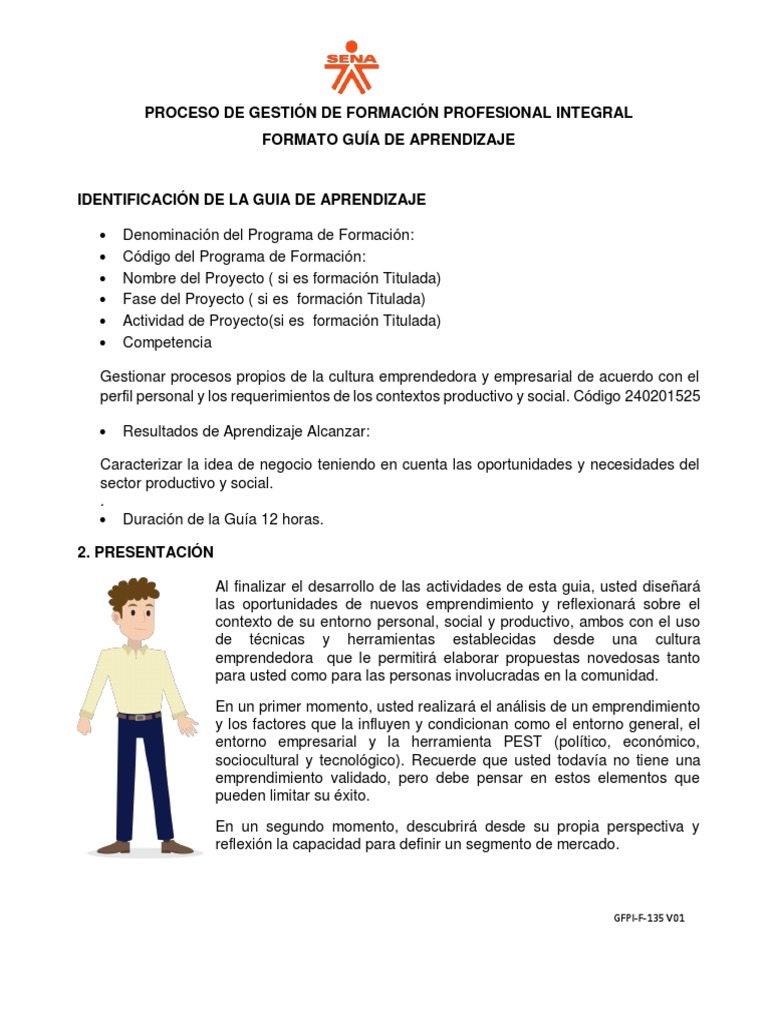Gfpi-F-135 Guía de Aprendizaje 2 | PDF | Iniciativa empresarial | Análisis FODA