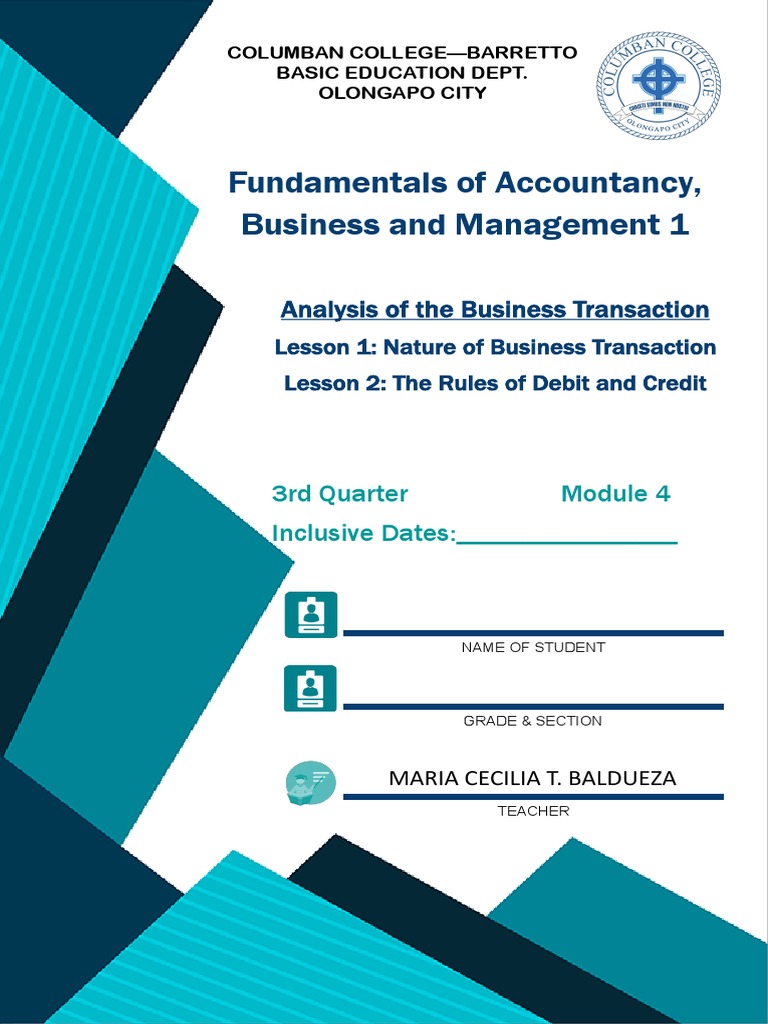 Fundamentals of ABM1 Module 4 Q3.Done | PDF | Debits And Credits | Expense