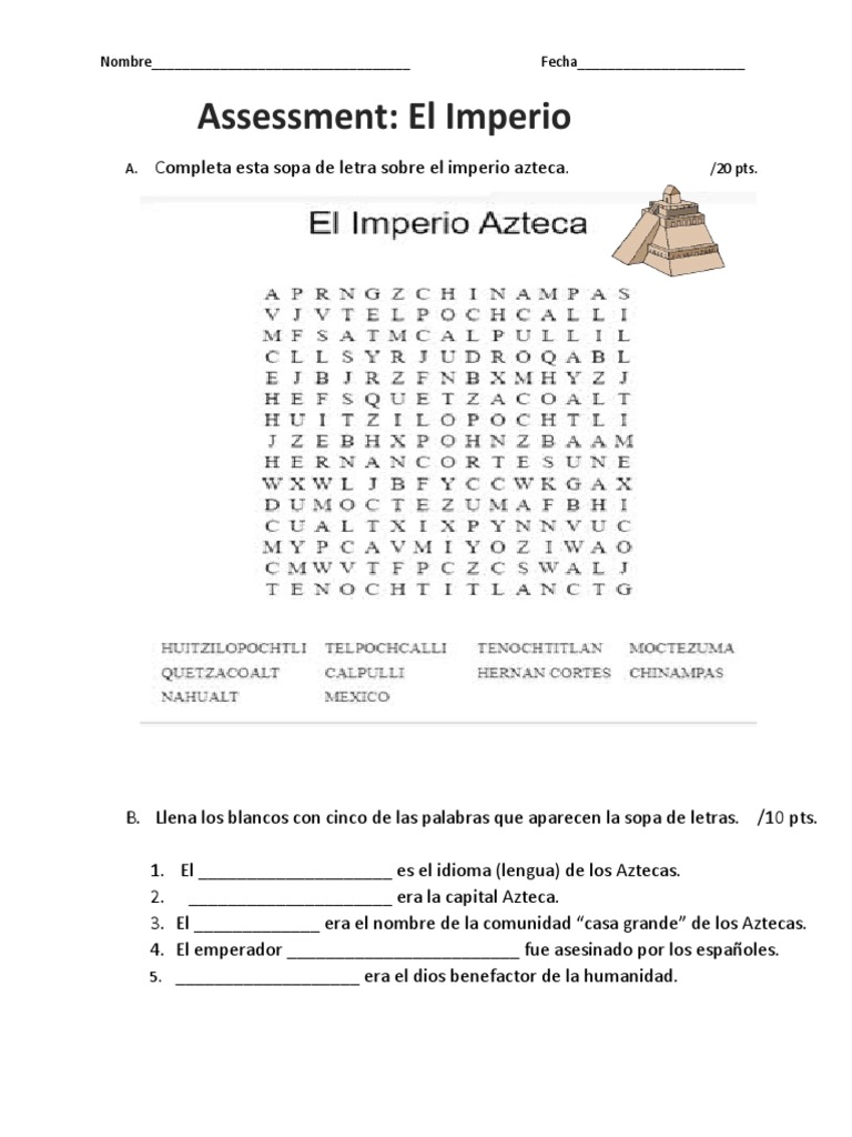 Assessment El Imperio Azteca | PDF