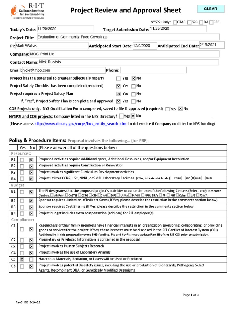 Today's Date: Target Submission Date: Project Title: PI: Anticipated ...