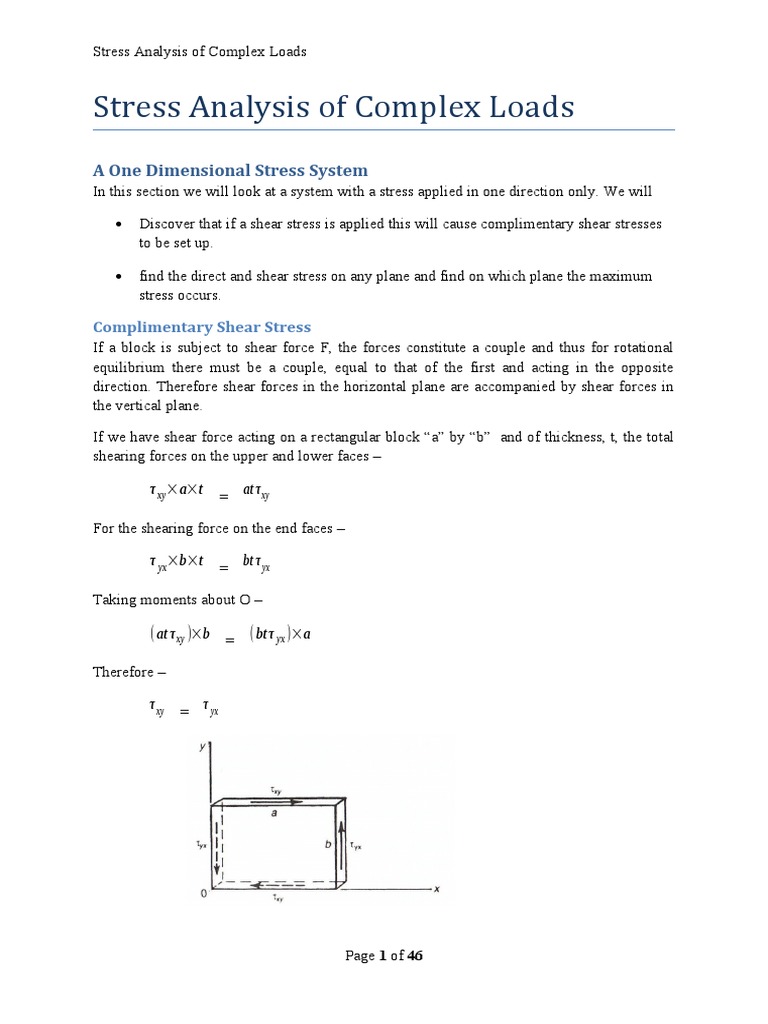 Stress Analysis of Complex Loads - Draft 3 | PDF | Stress (Mechanics ...