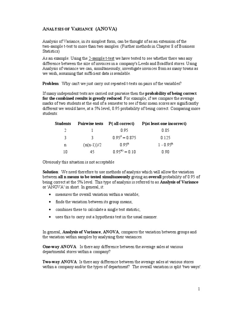 A V (Anova) : Nalysis of Ariance | PDF | Errors And Residuals | Analysis Of Variance