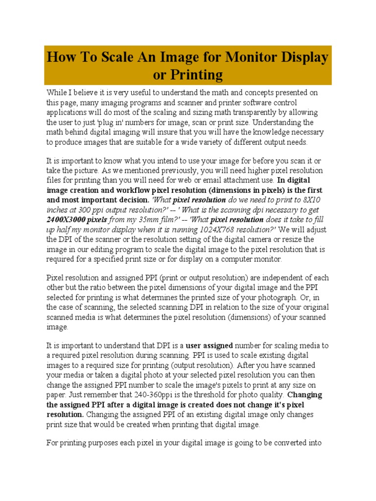 Scale An Image For Monitor | PDF | Pixel | Image Resolution