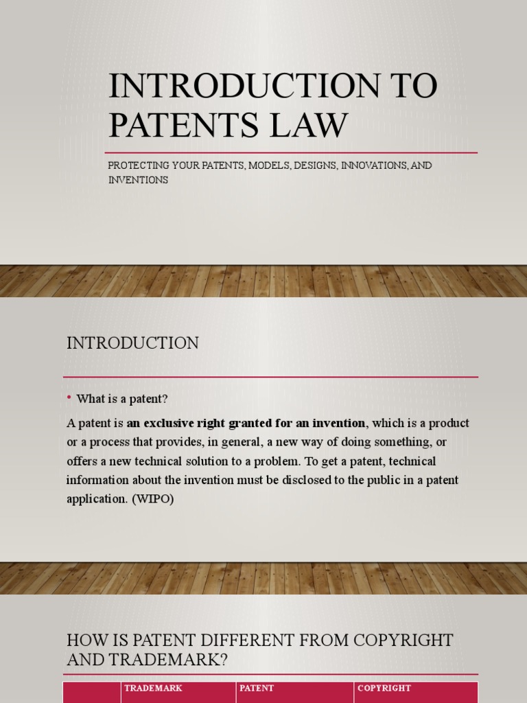 An Introduction to Patents Law: Understanding the Fundamentals of ...