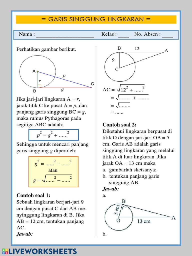 Garis Singgung Lingkaran : Contoh Soal 2 | PDF | Metode & Bahan Ajar