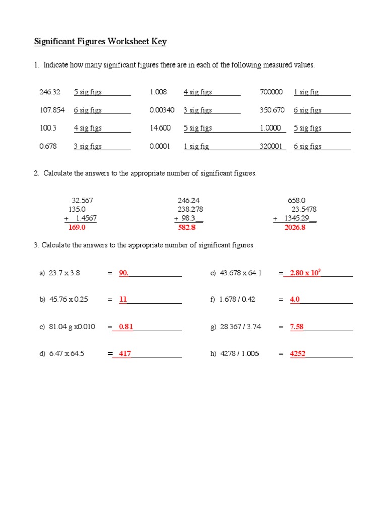 Pages From Significant Figures Worksheet | PDF