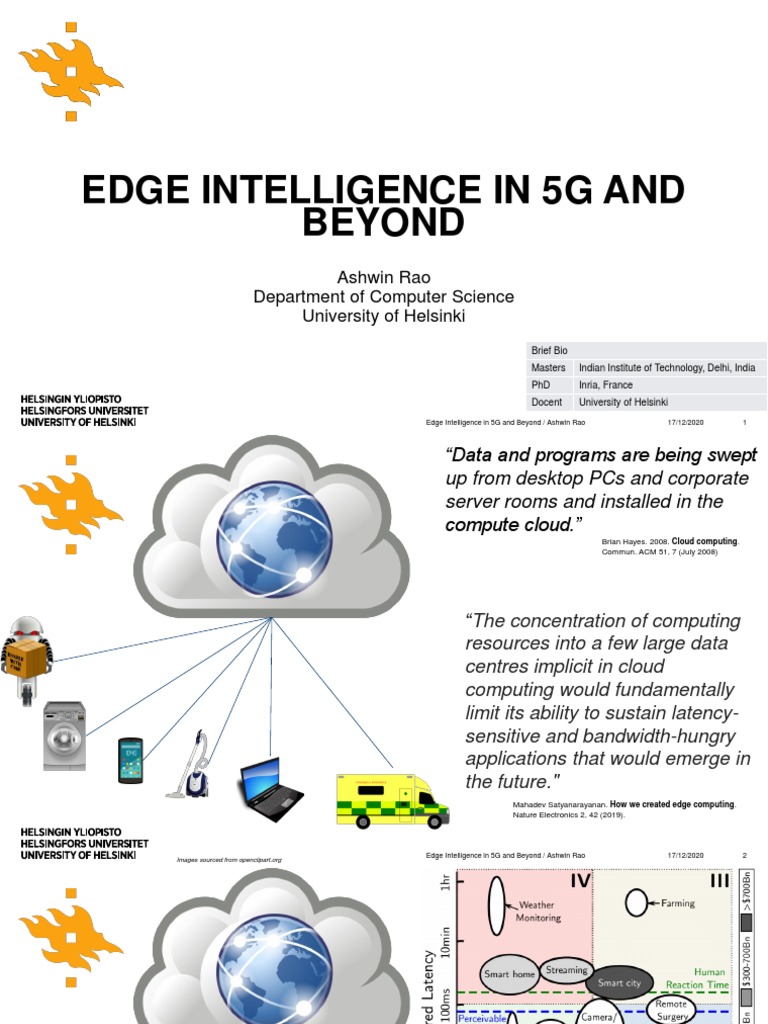 Edge Intelligence in 5G and Beyond: Ashwin Rao Department of Computer ...