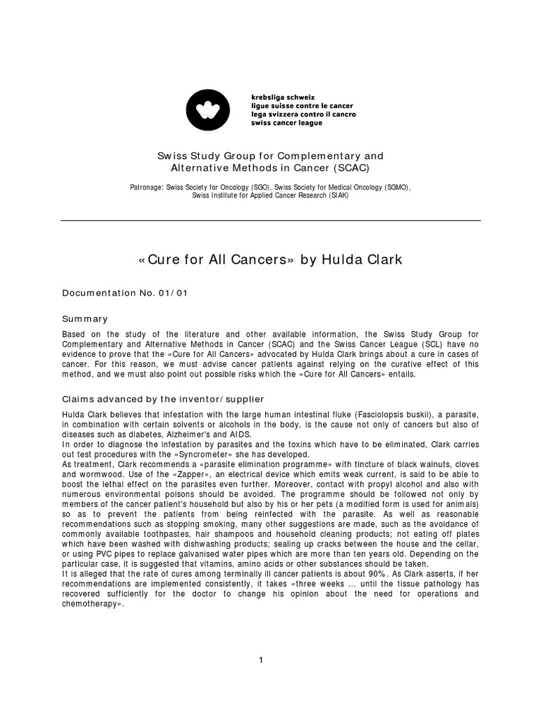 Cure For All Cancers by Hulda Clark | PDF | Cancer | Naturopathy