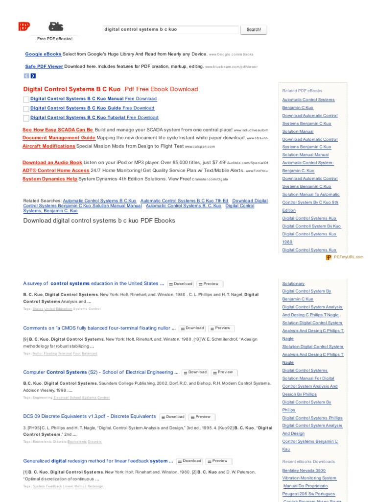 Search PDF Bookscom Digital Control Systems B C Kuo PDF | PDF ...