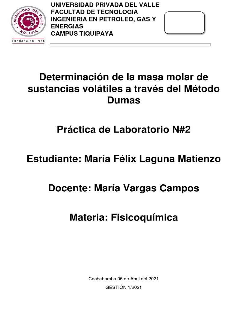 Informe FisicoquÍmica Laboratorio 2 Pdf