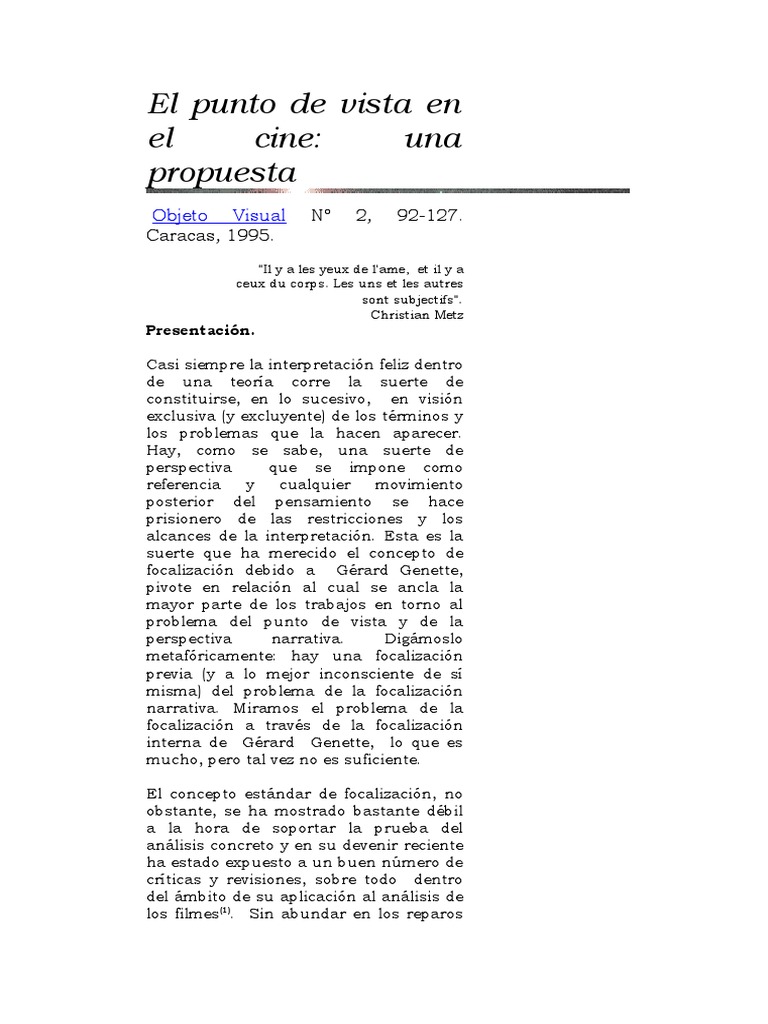 09 El Punto de Vista en El Cine | PDF | Narrativa | Comprensión