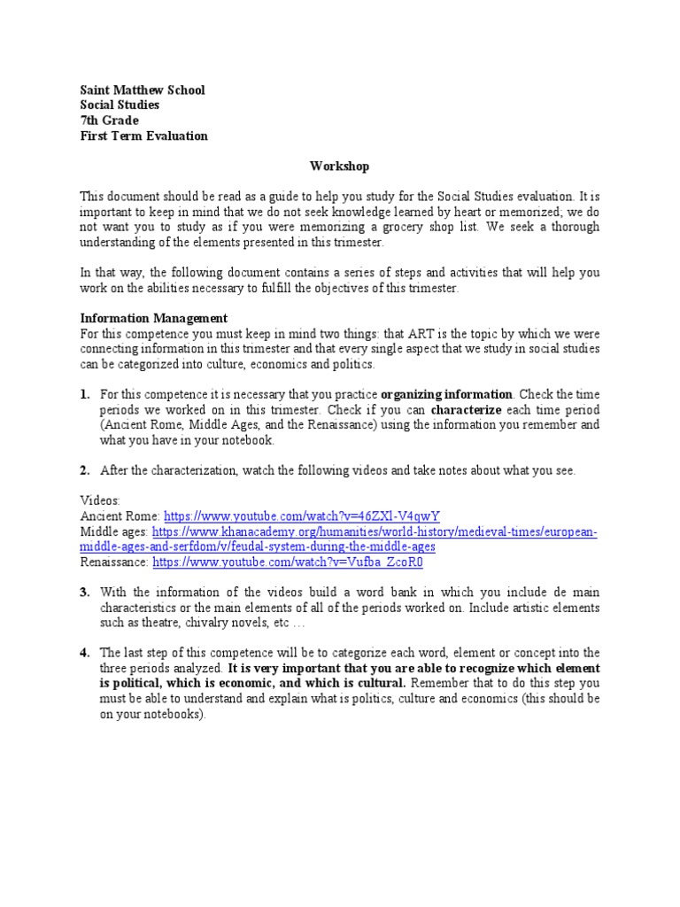 7th Grade Social Studies Study Guide | PDF | Reality | Thought