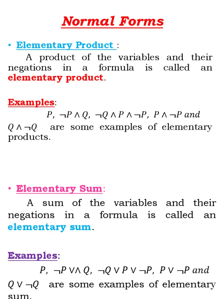 Normal Forms Pdf Boolean Algebra Teaching Mathematics