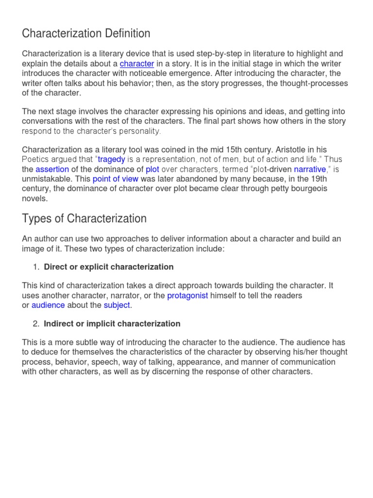 Characterization Definition | PDF