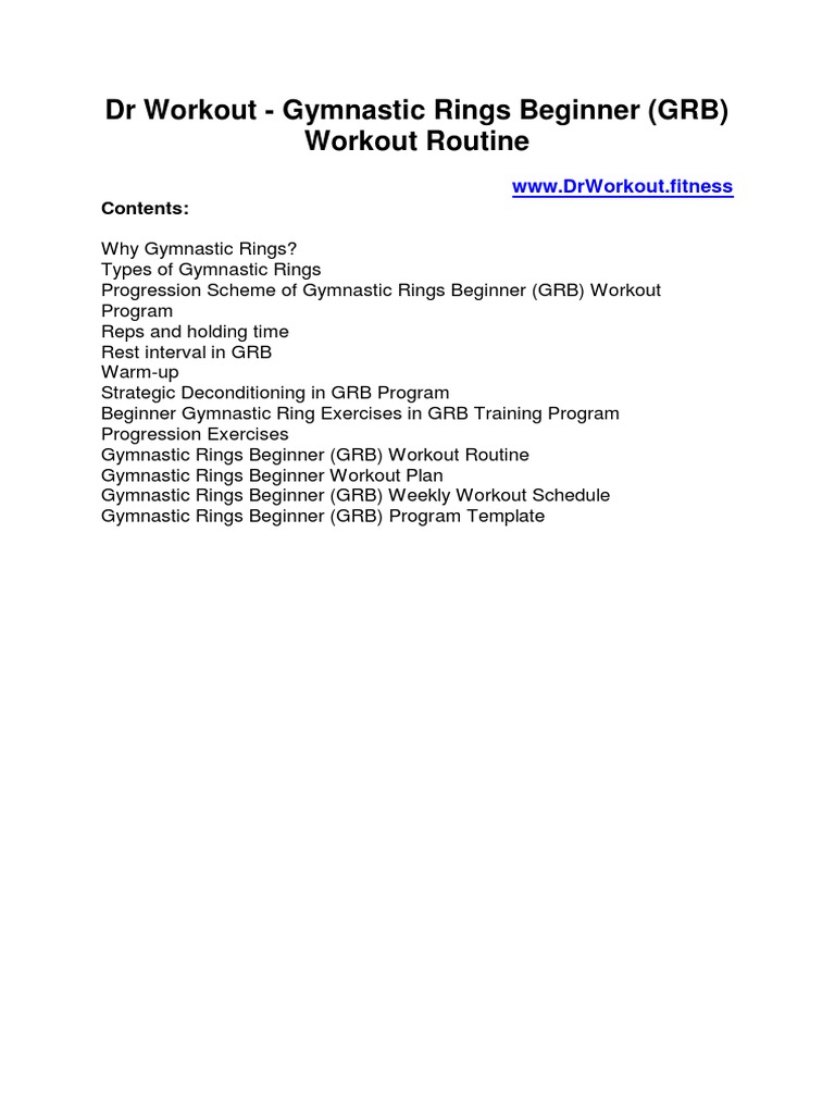 Gymnastic Rings Beginner Workout Routine | PDF | Physical Exercise ...