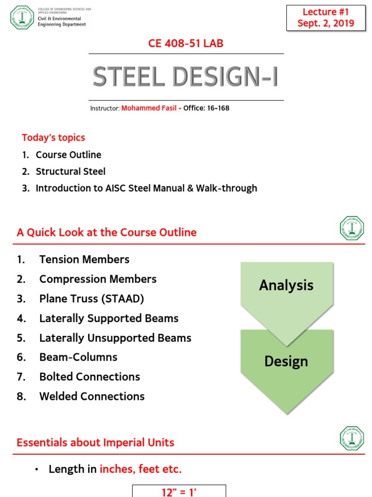 Lec 01 - Steel and Introduction To AISC Steel Manual | PDF ...