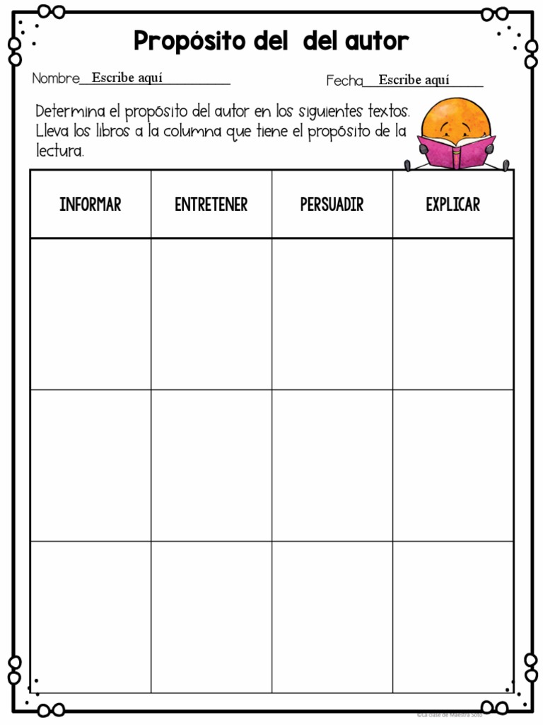 Ejercicios Proposito Del Autor y Hacer Conexiones | PDF | Artes del ...